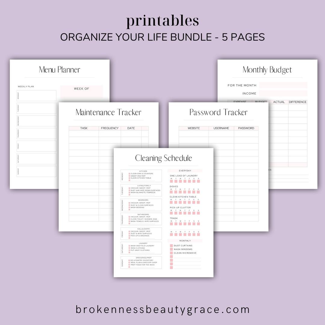 Organize Your Life Planner Brokenness Beauty Grace